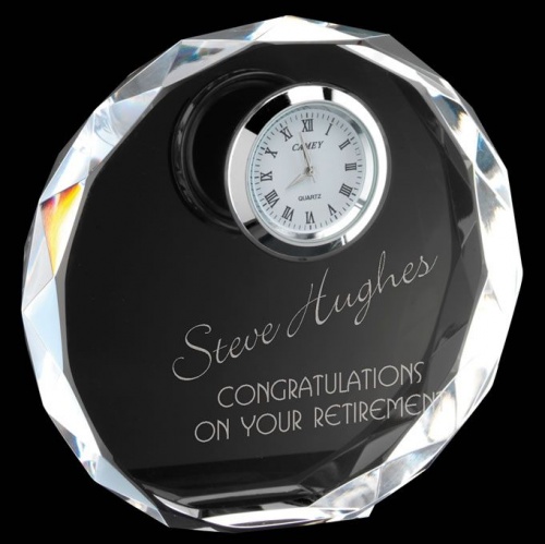 4.5in Crystal Circle Clock Award with Bevelled Edges - Awards Trophies ...